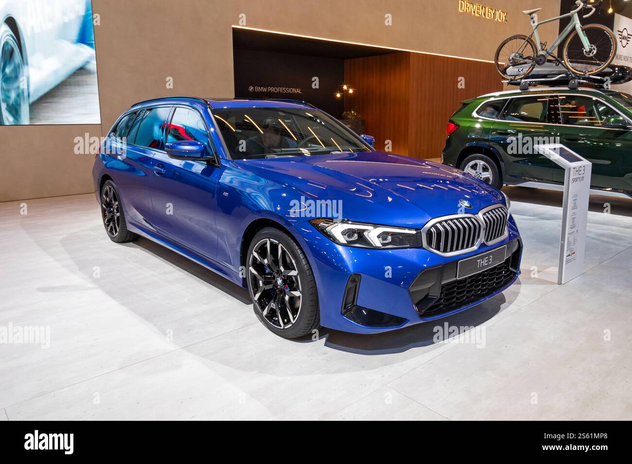 BMW 318i 3 Series car at the Brussels Motor Show. Brussels, Belgium ...