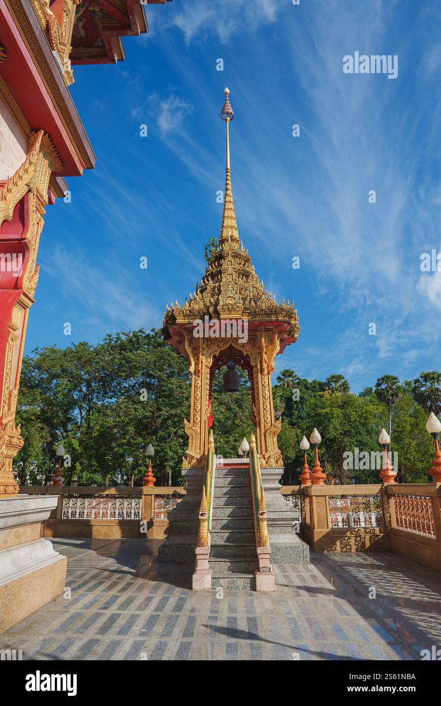 Ornate Golden Thai Temple Bell Tower in Phuket, Thailand Stock Photo ...