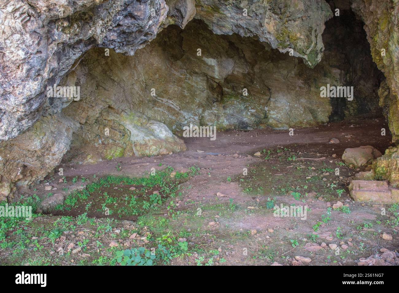 Cave of Spile in Himare, Albania. Occupied in prehistoric Mesolithic ...