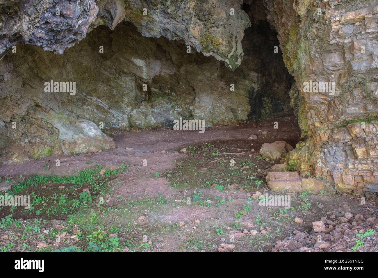 Cave of Spile in Himare, Albania. Occupied in prehistoric Mesolithic ...