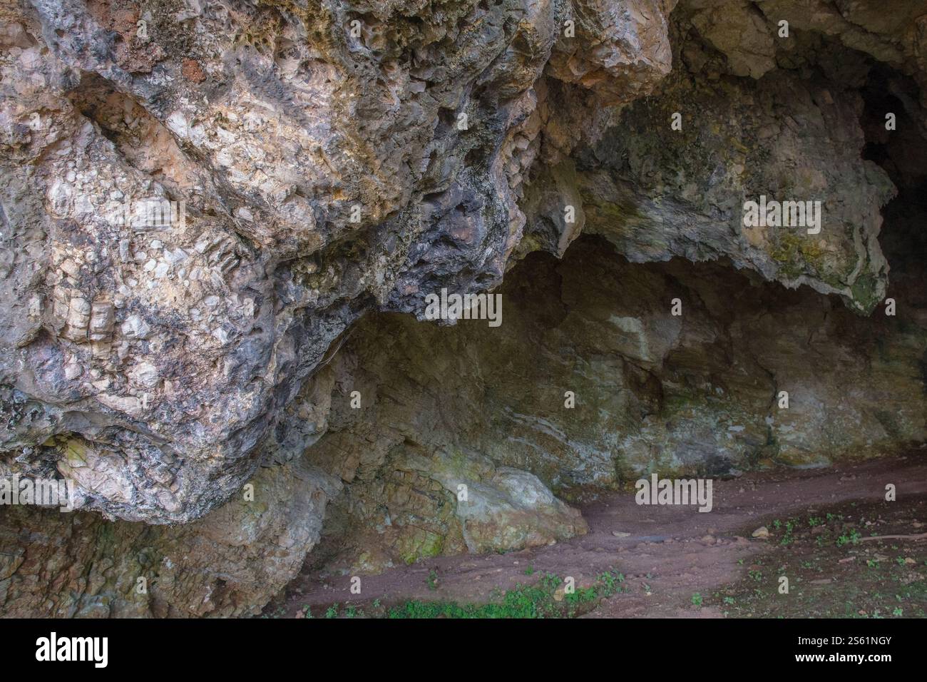 Cave of Spile in Himare, Albania. Occupied in prehistoric Mesolithic ...