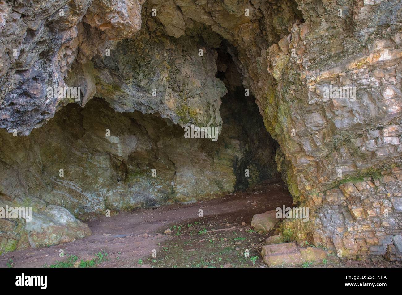 Cave of Spile in Himare, Albania. Occupied in prehistoric Mesolithic ...