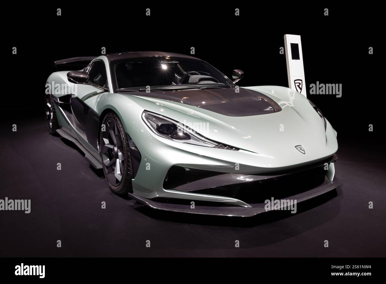 Rimac Nevera R electric sports car at the Brussels Motor Show. Brussels ...
