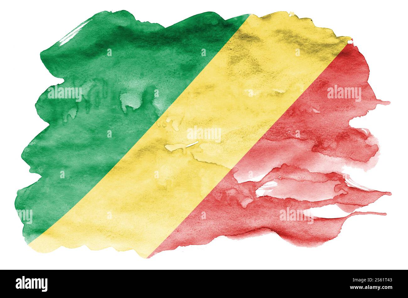 Congo flag is depicted in liquid watercolor style isolated on white ...