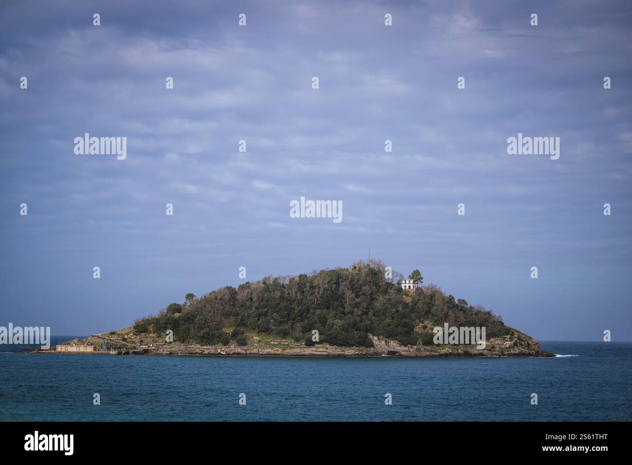 Image of Santa Clara Island in winter in San Sebastian, Basque Country ...
