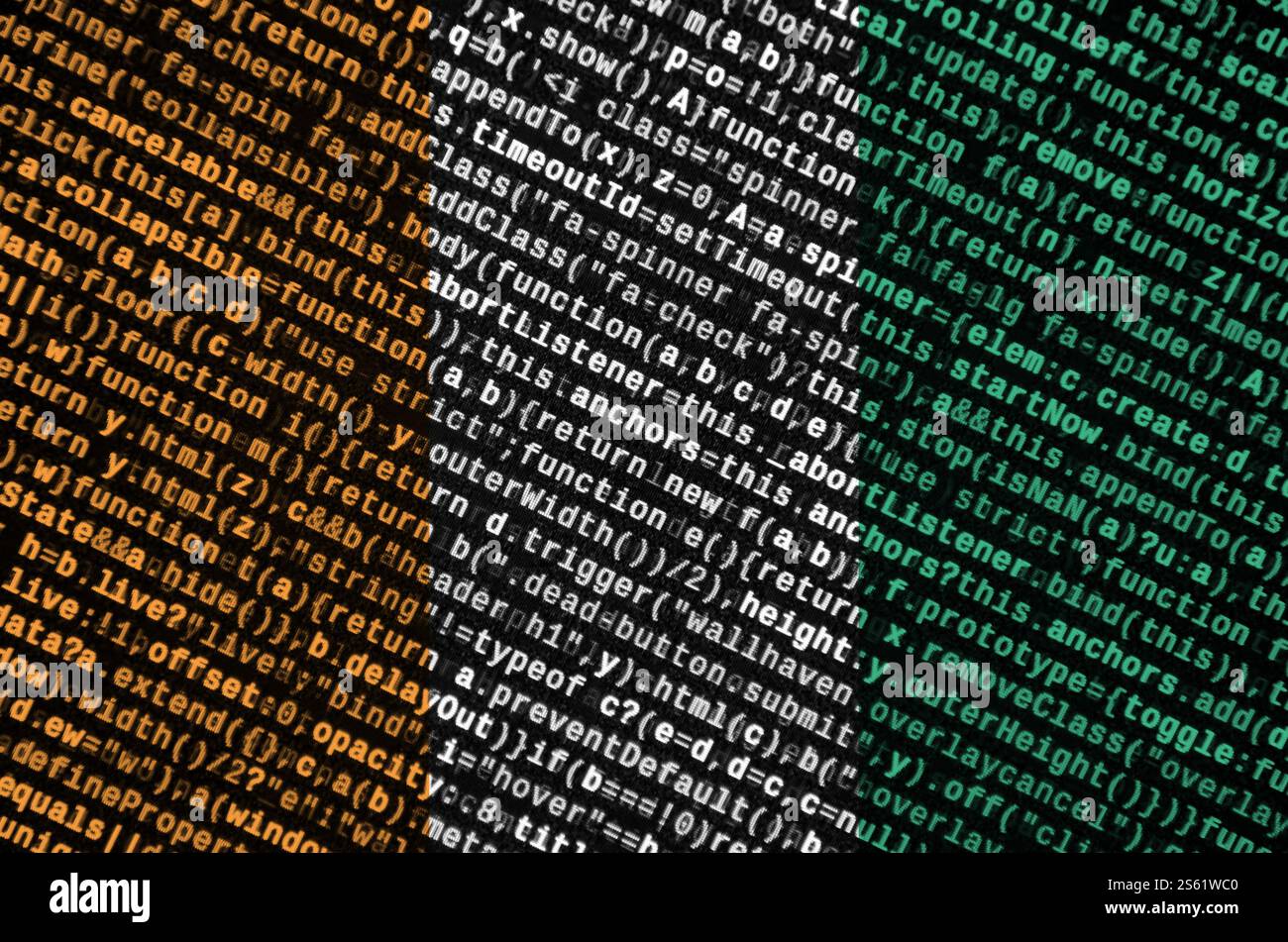 Ivory Coast flag is depicted on the screen with the program code. The ...