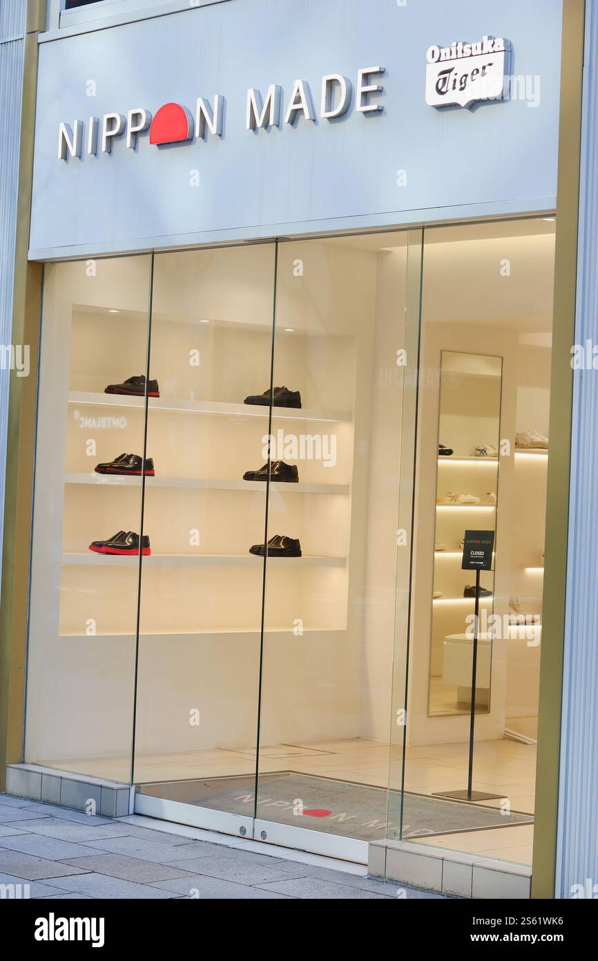 TOKYO, JAPAN - January 10, 2025: Front of an Onitsuka Tiger Nippon Made store in Tokyo's Ginza ...
