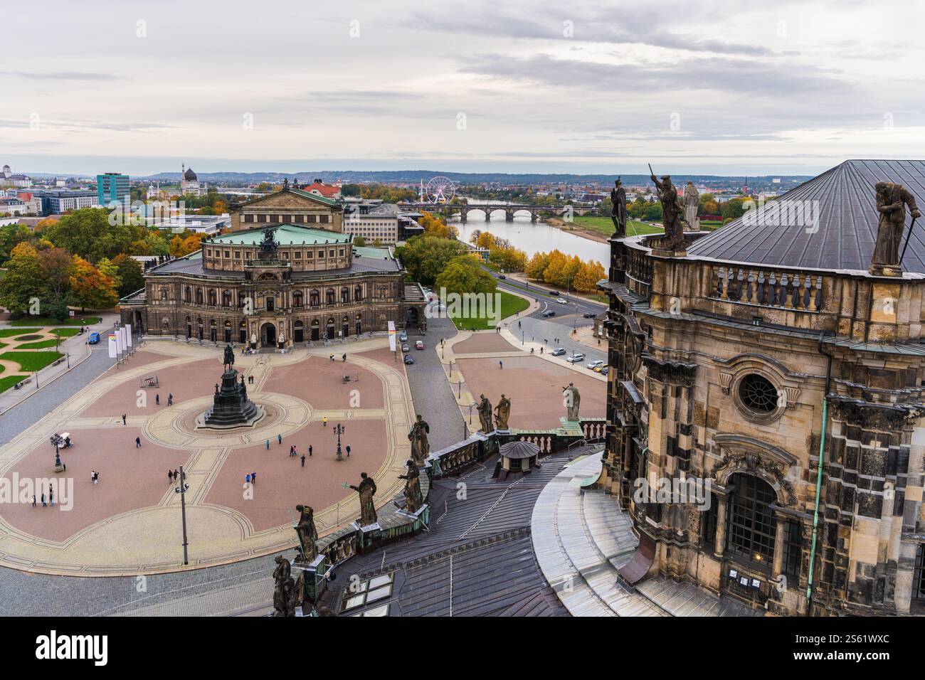 Dresden, Germany. 30.10.2023: Panoramic aerial view of famous landmarks ...