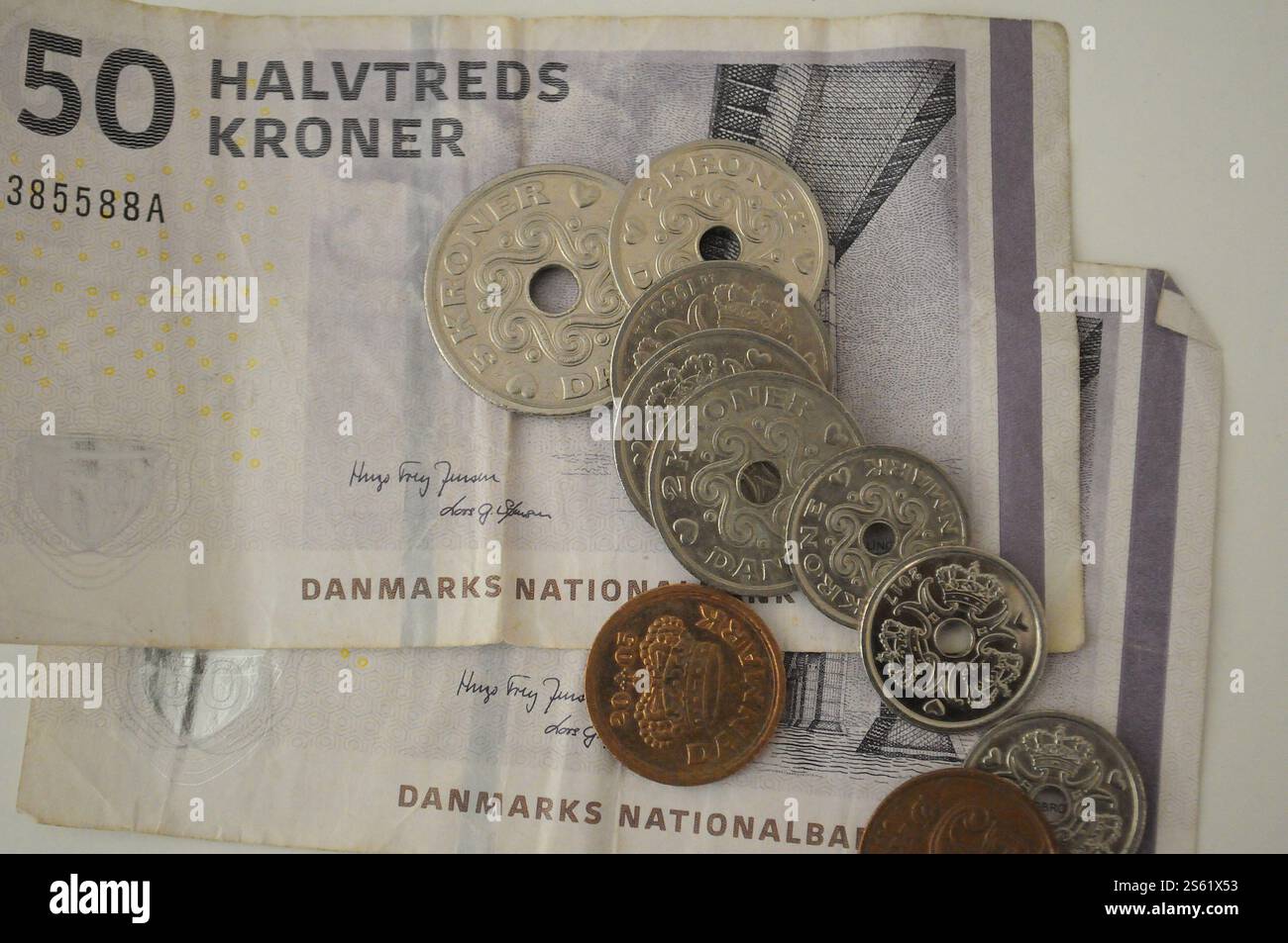 Copenhagen/ Denmark/15 JANUARY 2025/Danish kroner notes or bills and ...