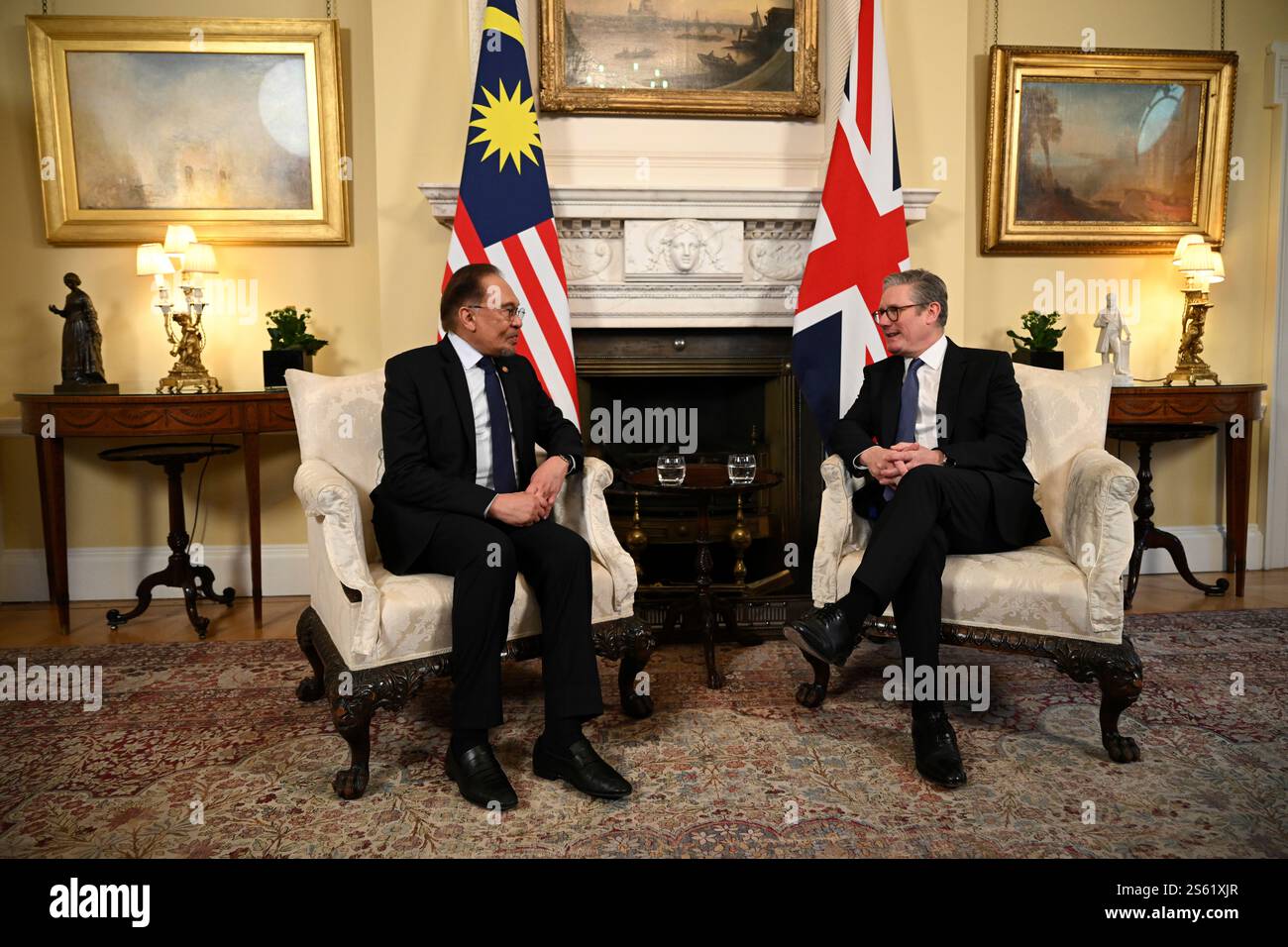 Britain's Prime Minister Keir Starmer, right, meets with Malaysia's ...