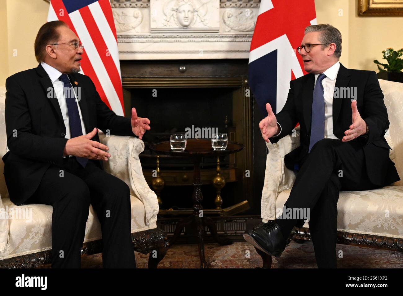 Britain's Prime Minister Keir Starmer, right, meets with Malaysia's ...