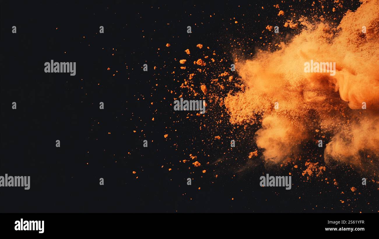 Dramatic explosion of fiery sparks, dynamic swirling smoke, and ...