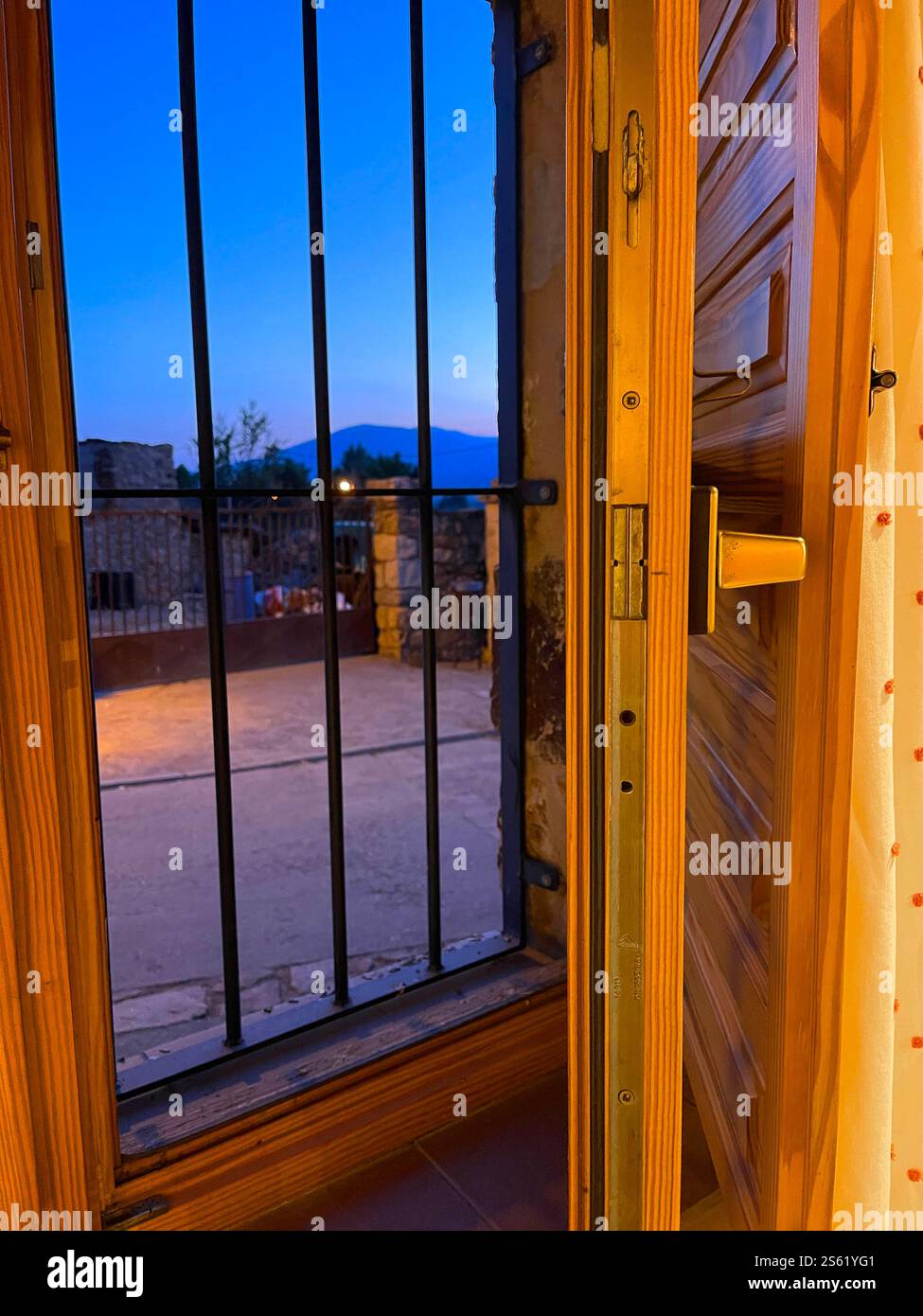 Half-open window, night view Stock Photo - Alamy