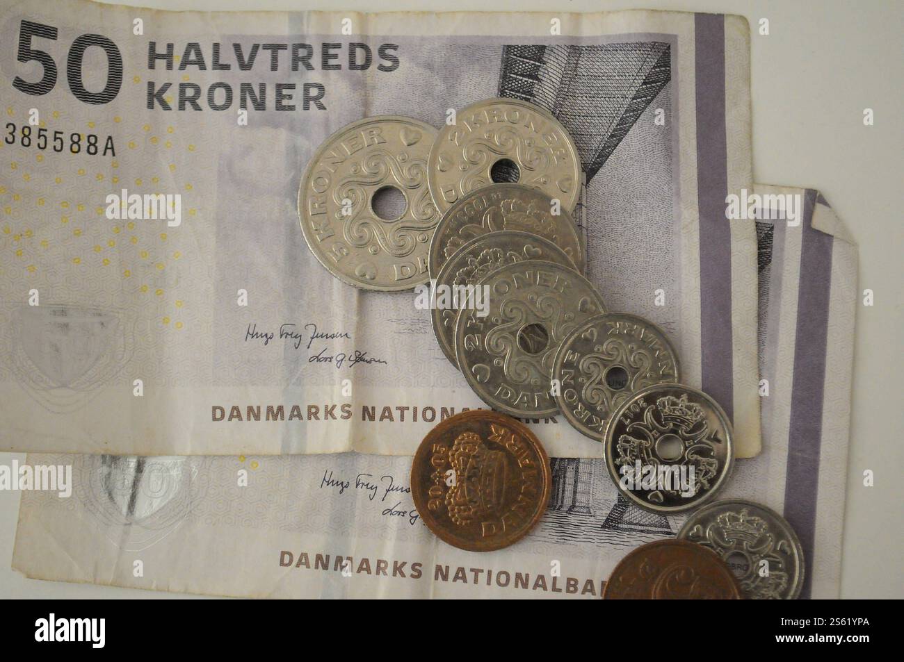 Copenhagen/ Denmark/15 JANUARY 2025/Danish kroner notes or bills and ...