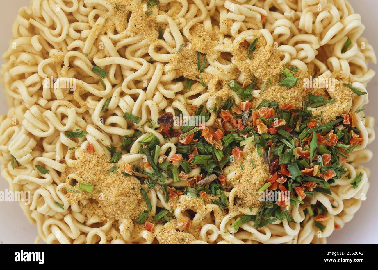 Traditional asian instant noodles texture for background close up ...