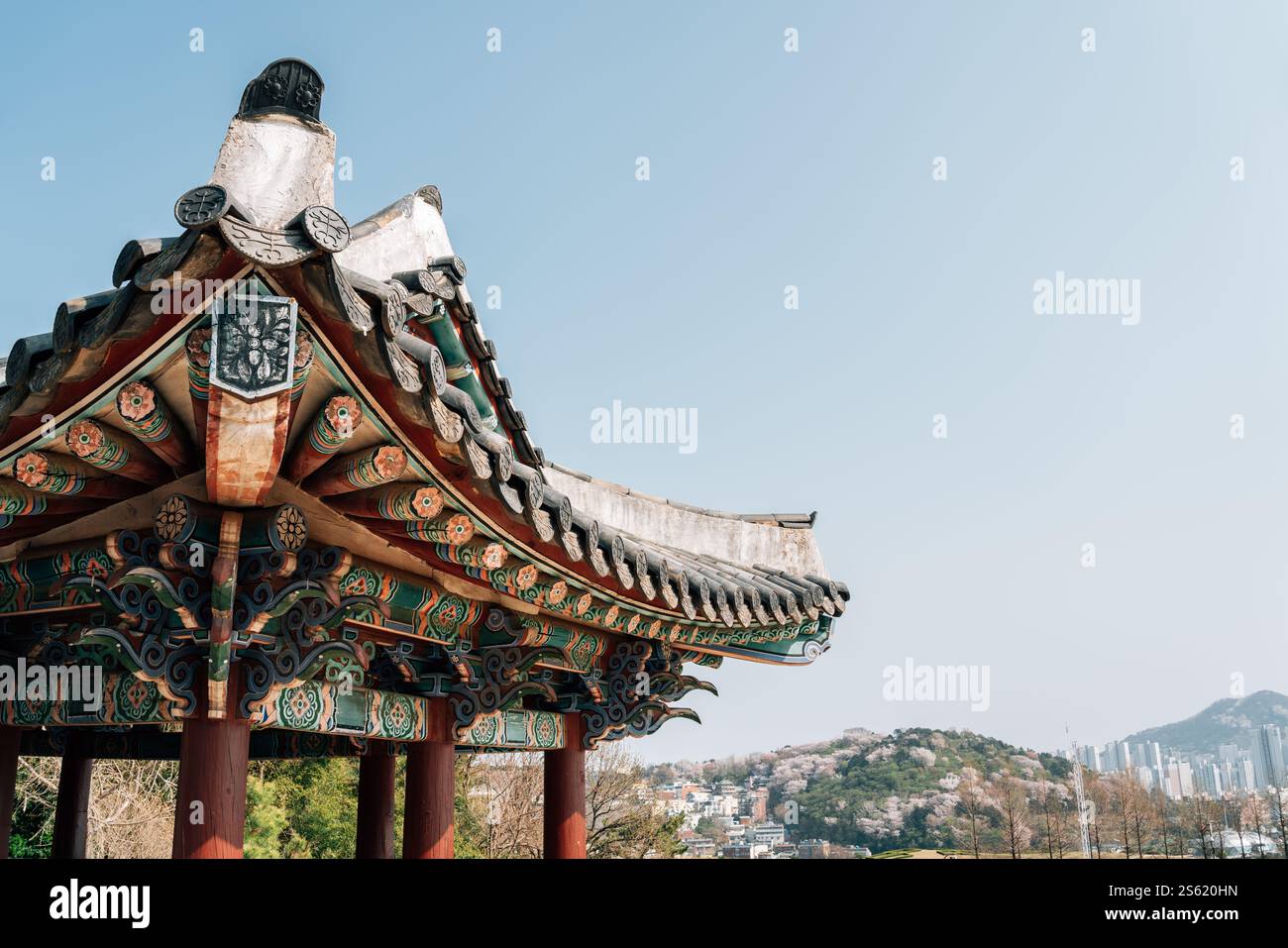 Dongnae Eupseong traditional pavilion at spring in Busan, Korea Stock ...