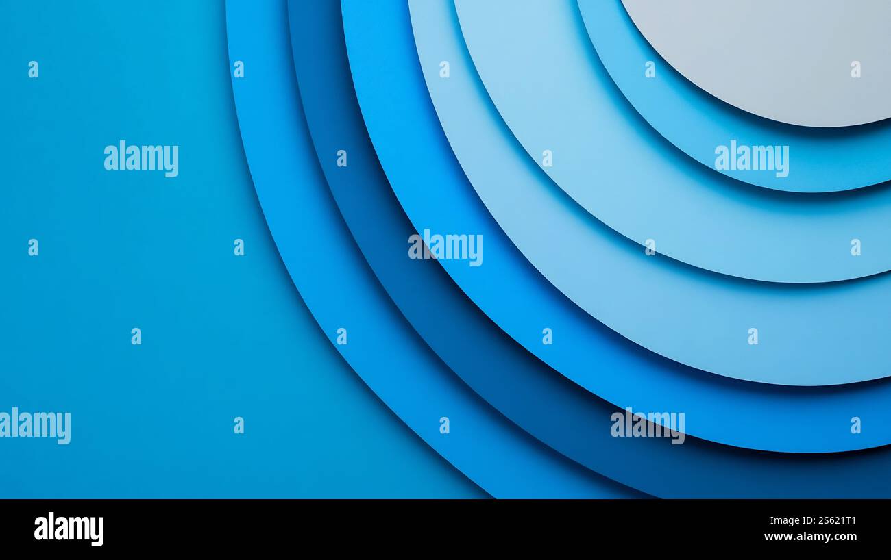 Mesmerizing overlapping abstract shapes in cool and calming blue tones ...