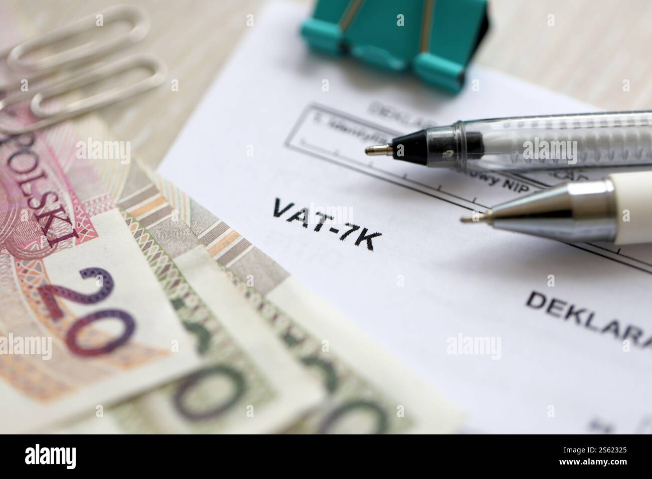 Declaration for tax on goods and services VAT-7K form on accountant ...