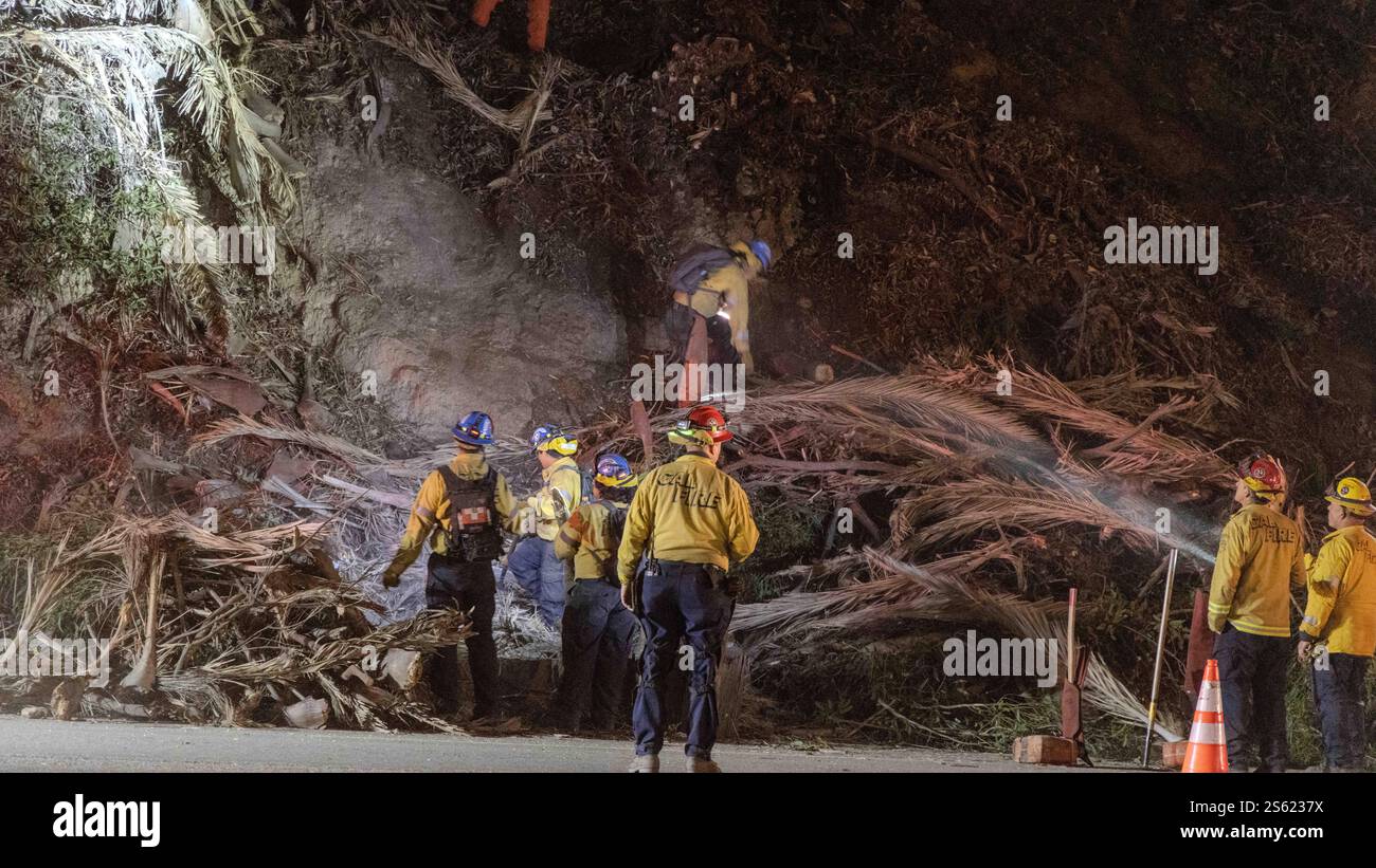 January 15, 2025, Pacific Palisades, California, USA: Cal Fire crew ...