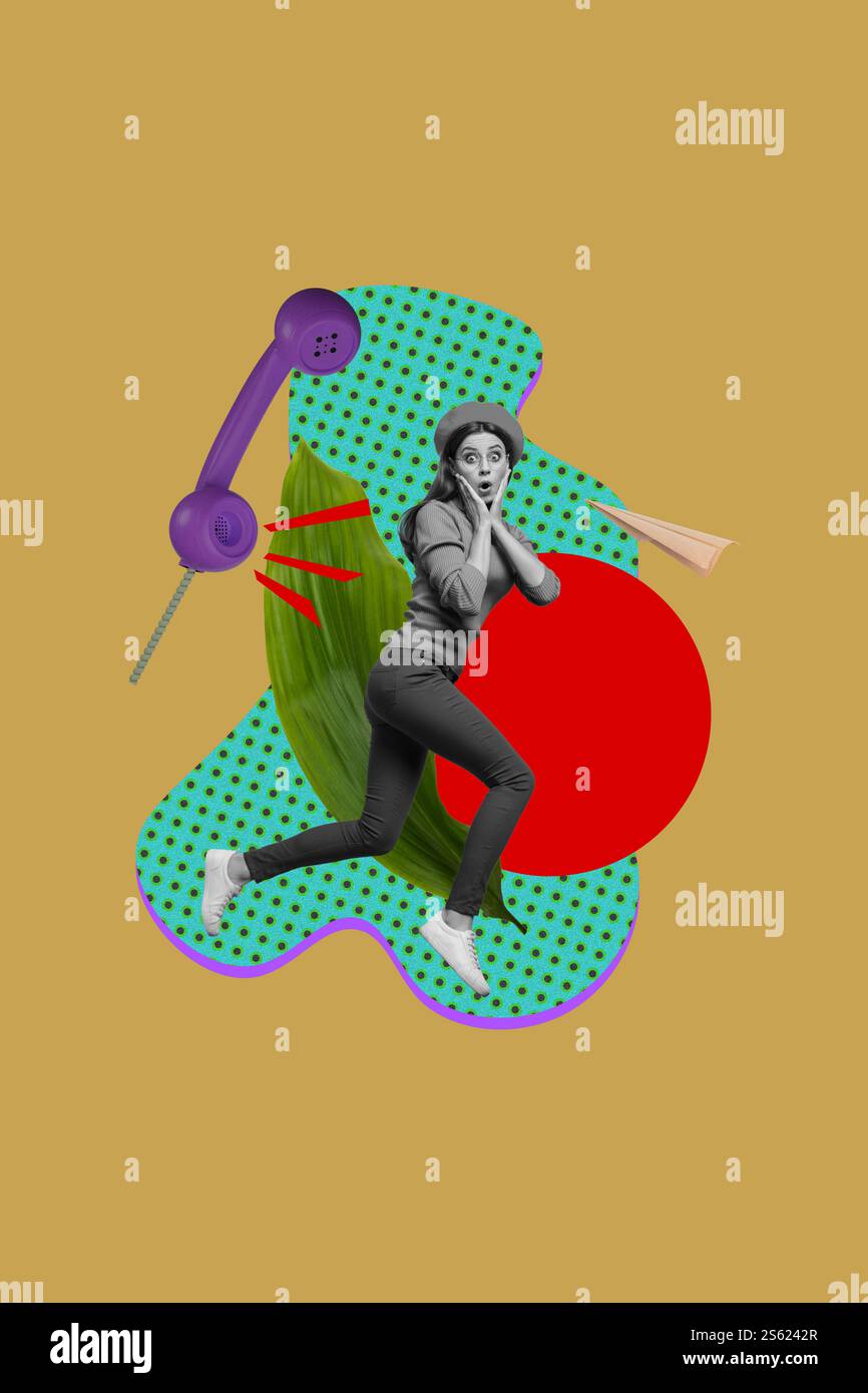 Trend artwork poster composite sketch image collage of young lady ...