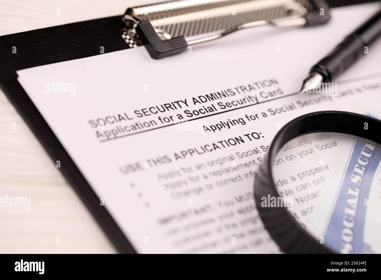 United States social security number cards lies on Application from ...