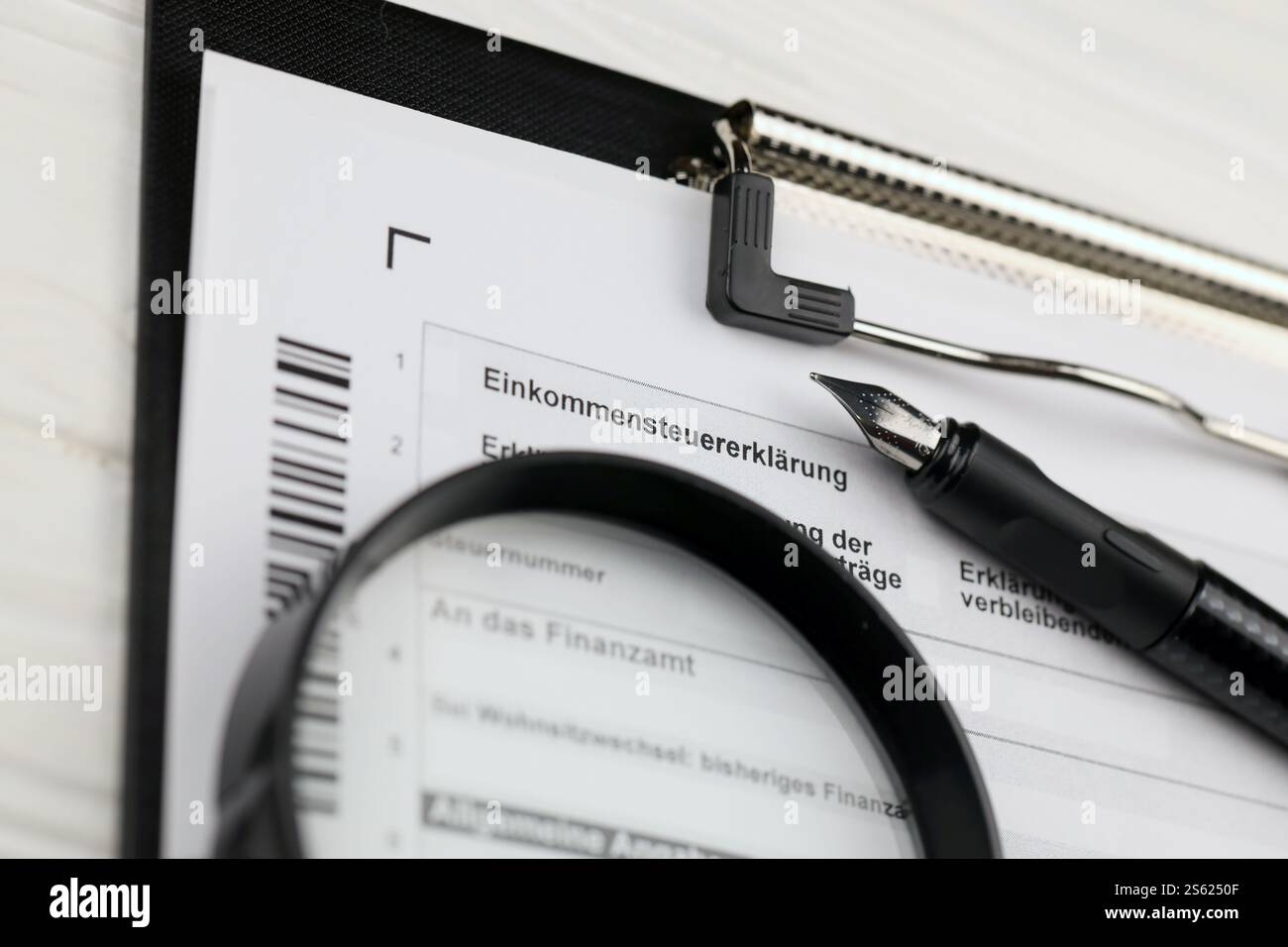 German annual income tax return declaration form blank on A4 tablet ...