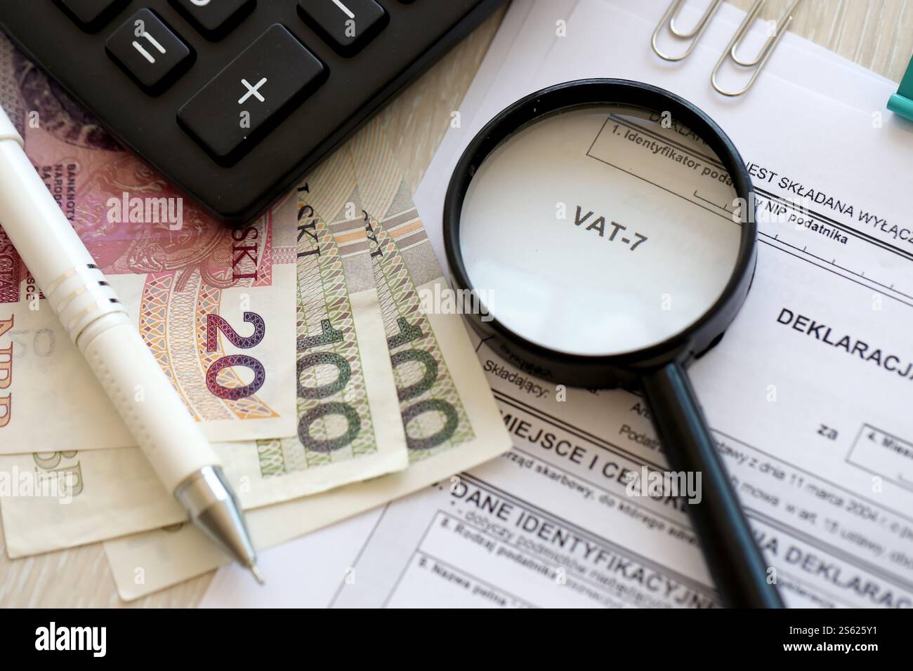 Declaration for tax on goods and services VAT-7 form on accountant ...