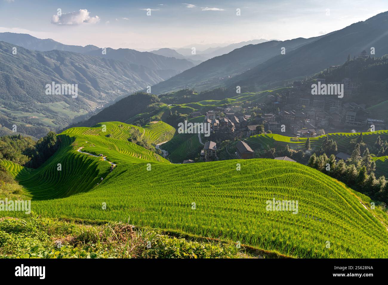 Yaoshan Mountain, Guilin, China hillside rice terraces landscape ...