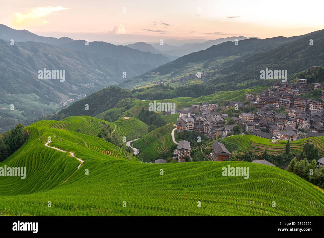 The longji rice terrace viewed from the viewpoint number 2 thousand ...