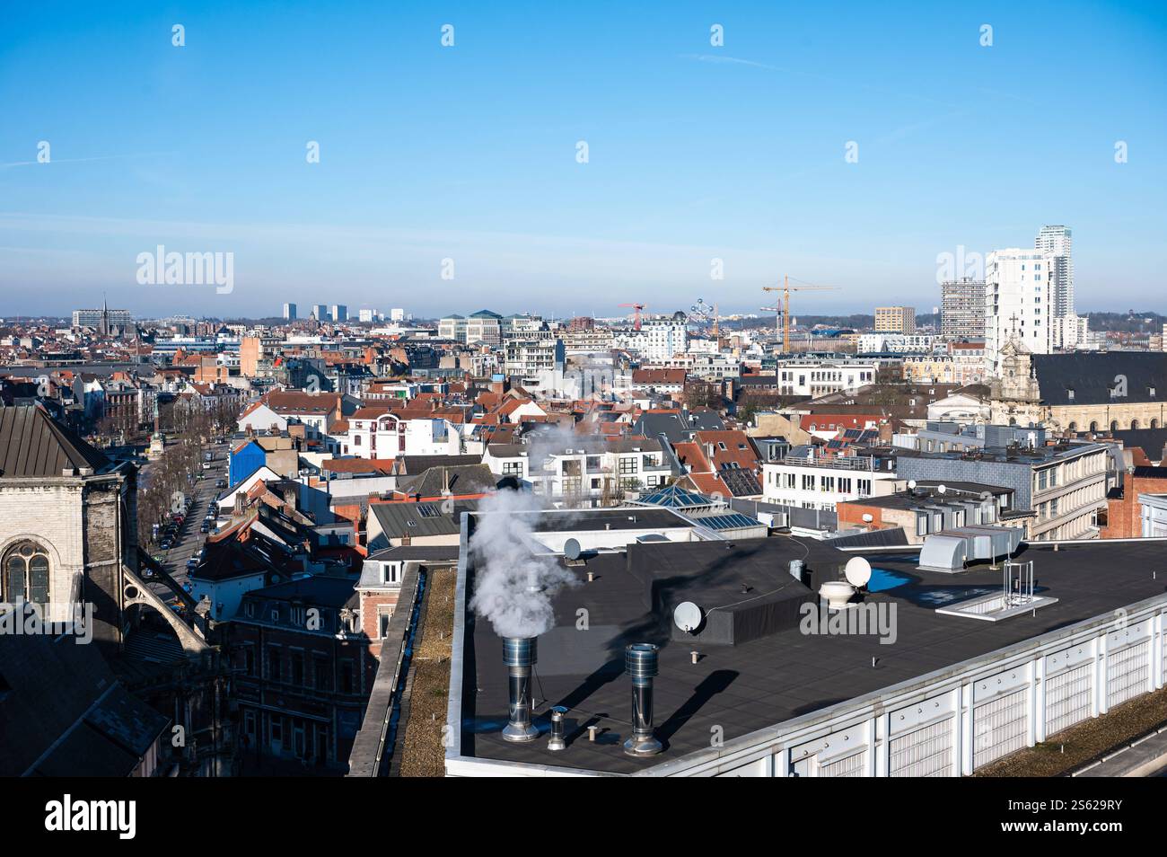 Rooftop view over the north west of Brussels, Belgium, JAN 13, 2025 ...