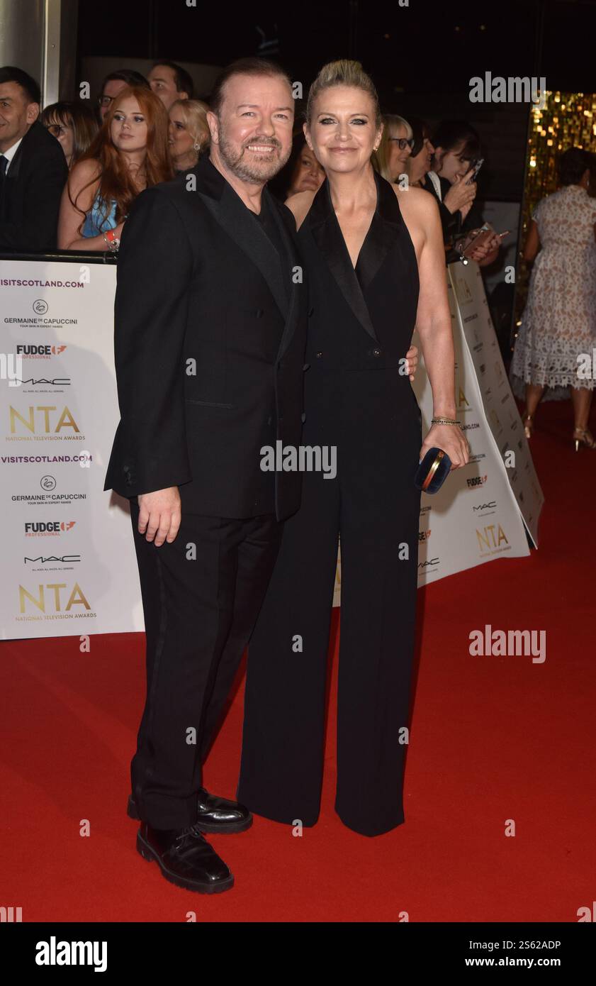 Ricky Gervais and Jane Fallon attends the National Television Awards at ...