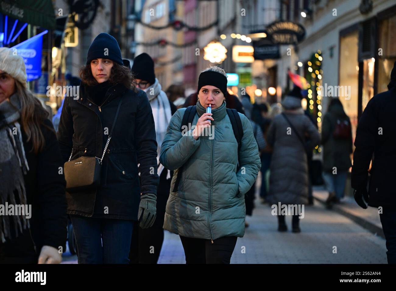 Stockholm, Uppland, Sweden. December 31 2024. People on the street ...
