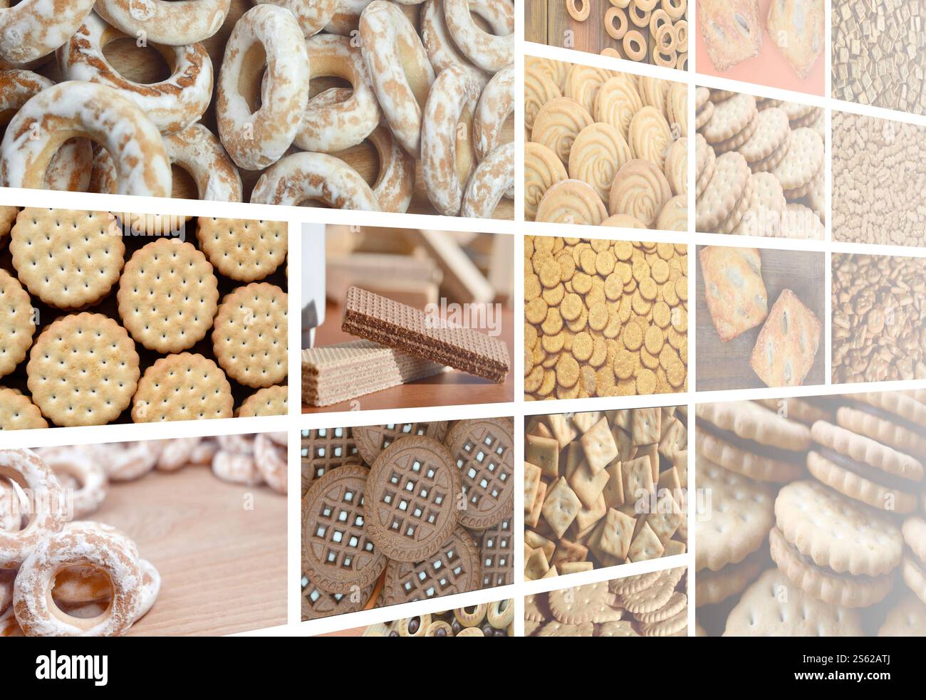 A collage of many pictures with various sweets close-up. A set of ...