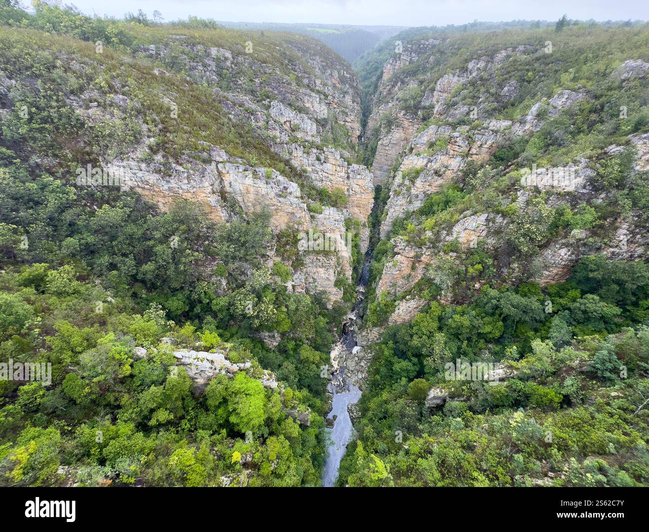 Bloukrans river gorge, rocky landscape near Bridge, view from above ...