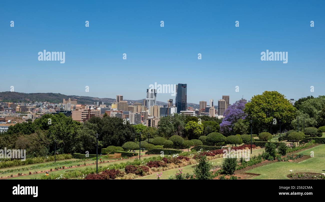 Pretoria city panoramic view from Union Buildings gardens, high rise ...
