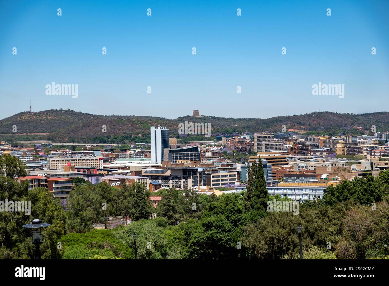 Pretoria city center view from Union Buildings gardens, high rise ...