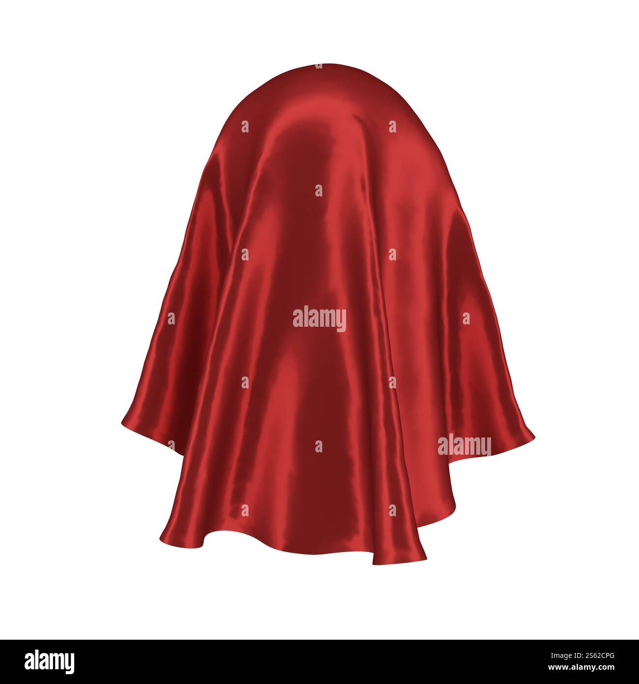 Red silk draped over object on white background Stock Photo - Alamy