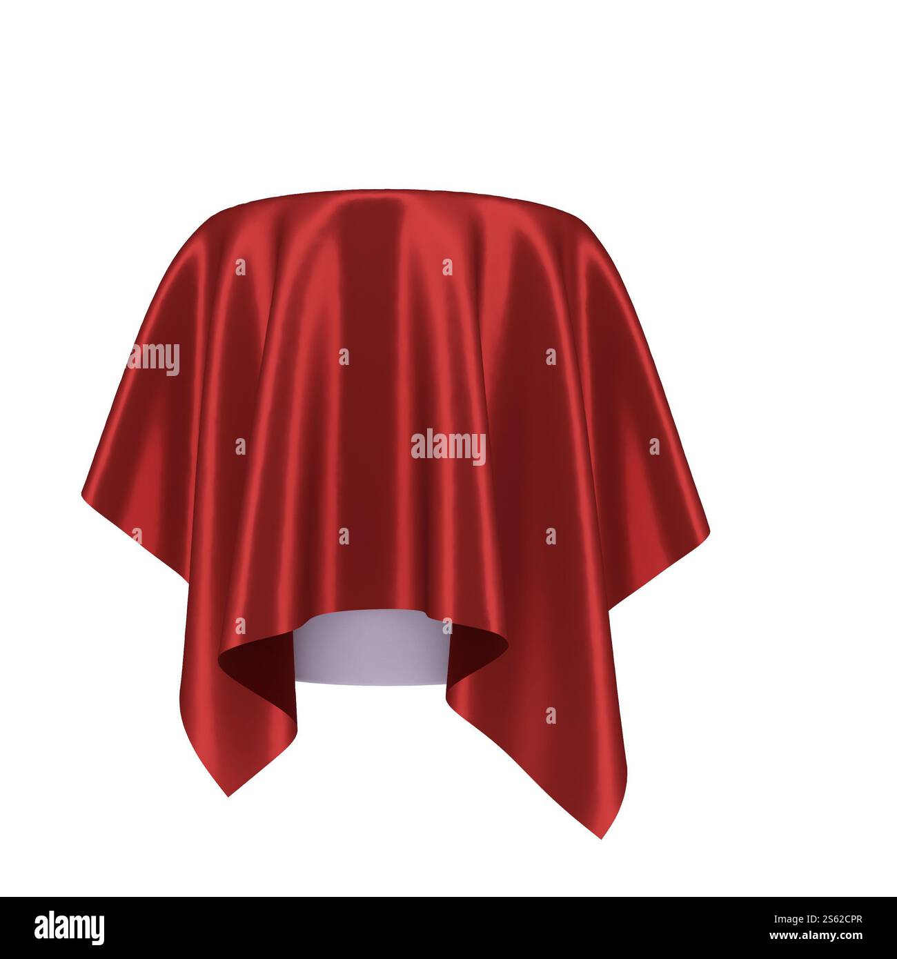 Red silk fabric draped over an object on white background Stock Photo ...