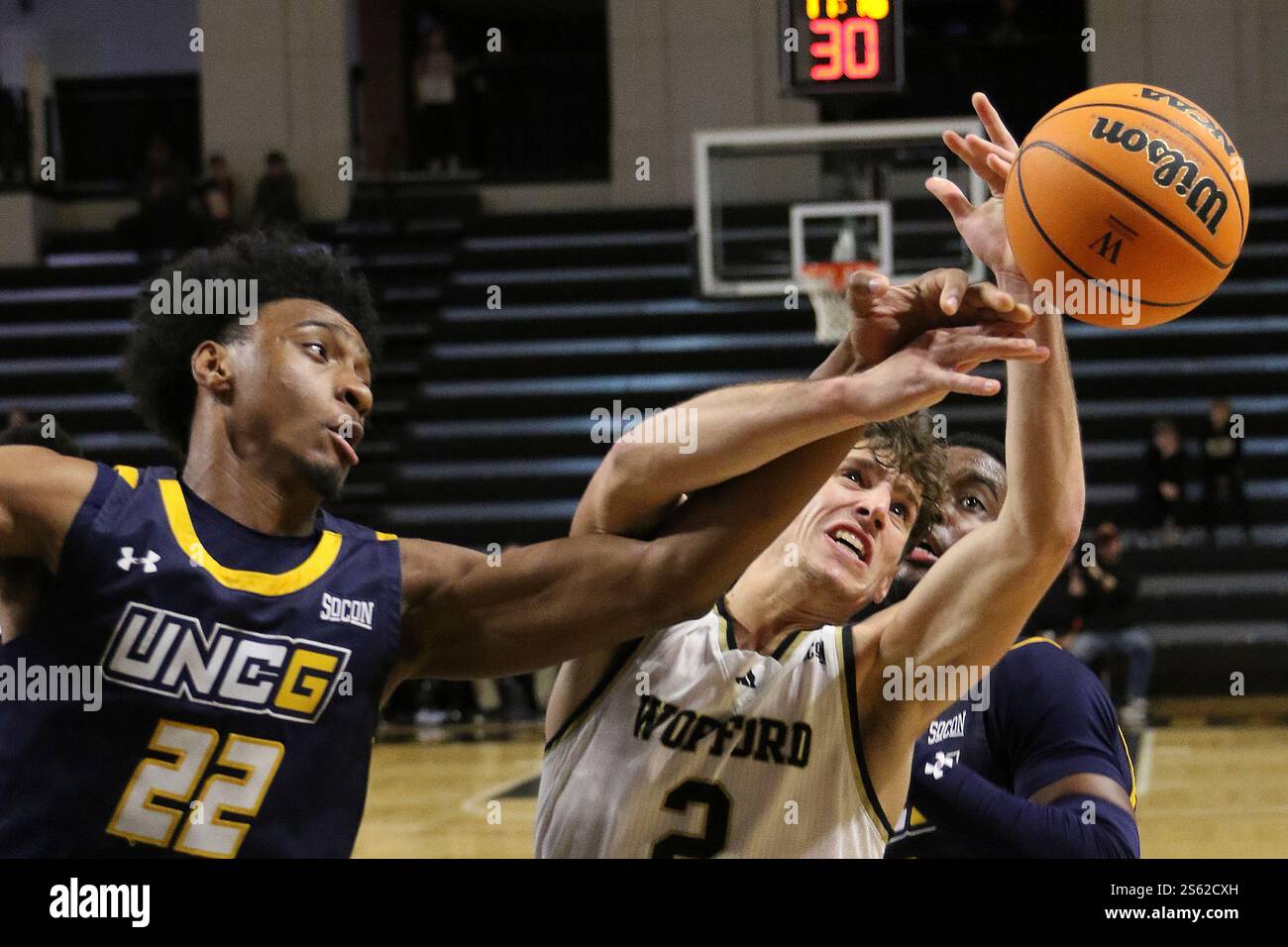 SPARTANBURG, SC - JANUARY 01: UNC Greensboro Spartans forward Jalen ...