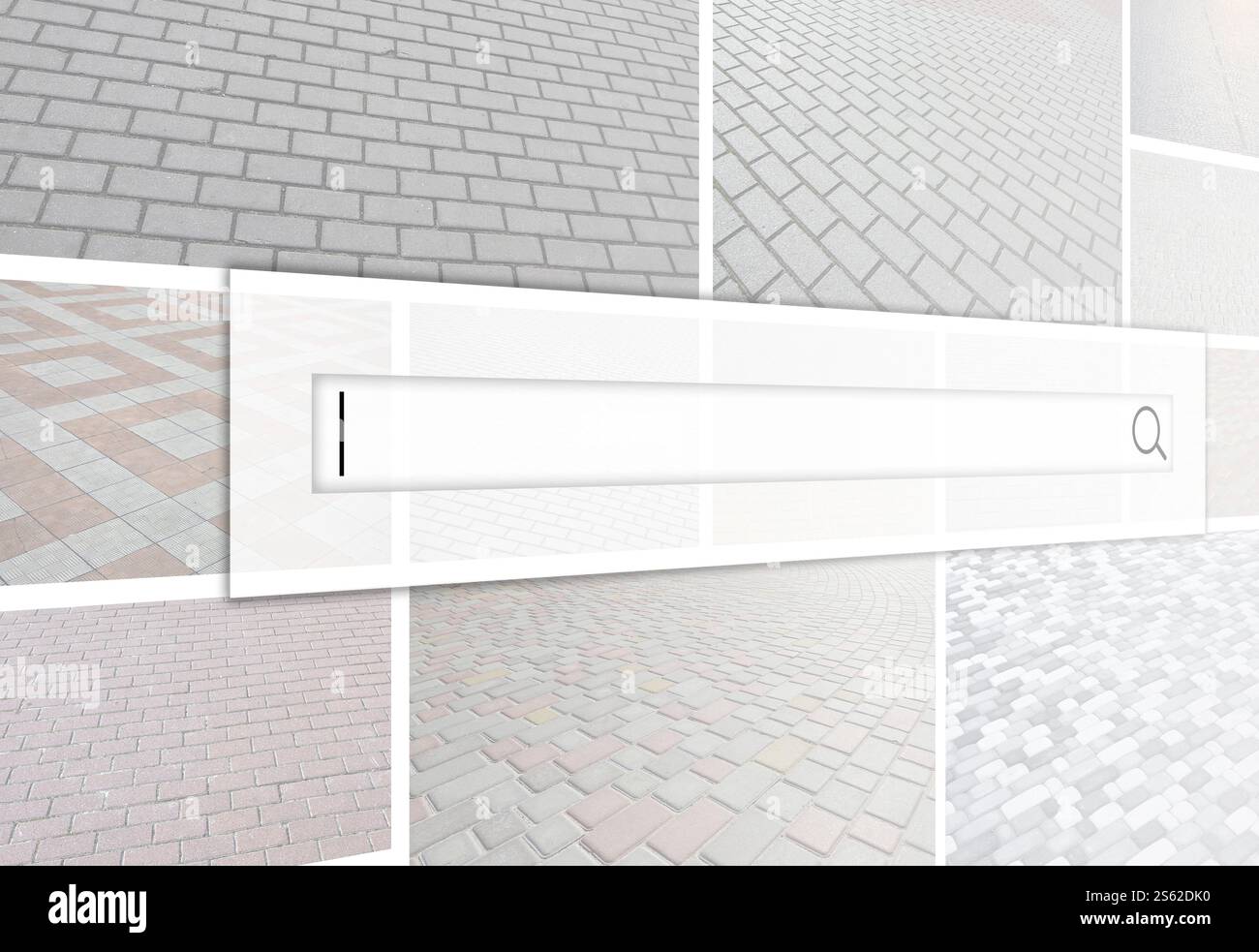 Visualization of the search bar on the background of a collage of many ...
