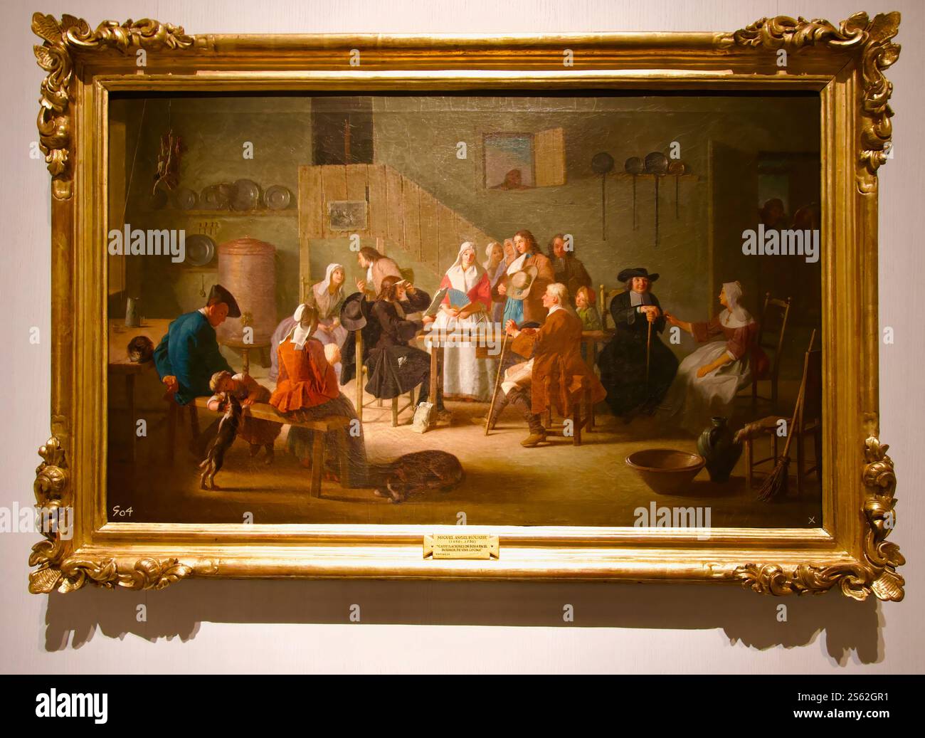 Circa 1725 oil on canvas painting The Marriage Contract by Michel-Ange ...