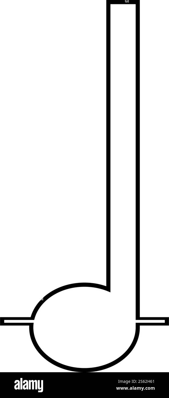 Note to quarter icon outline black color vector illustration flat style ...