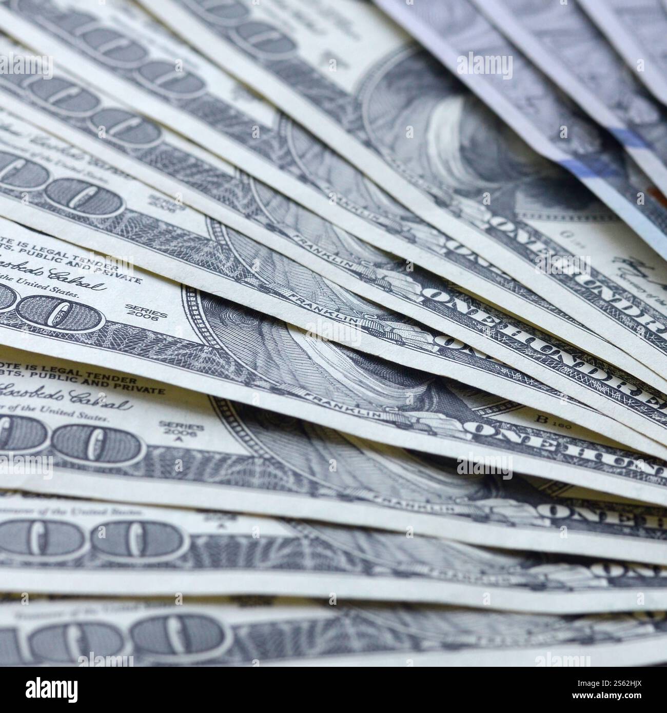 Background of 100 dollar bills. Abstract textured backdrop with many ...