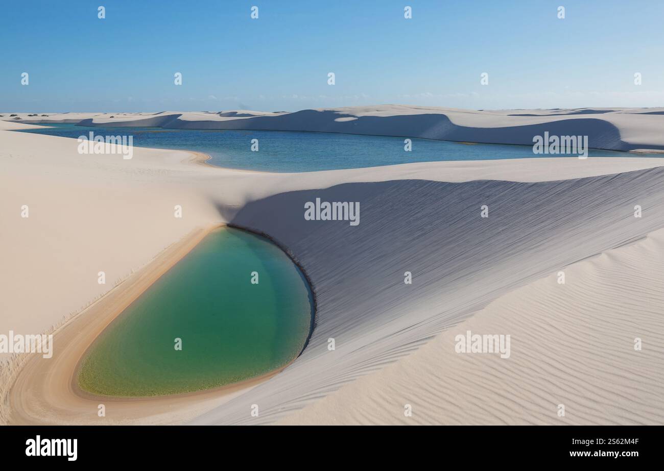 Lagoons in the desert of Lencois Maranhenses National Park, Brazil ...