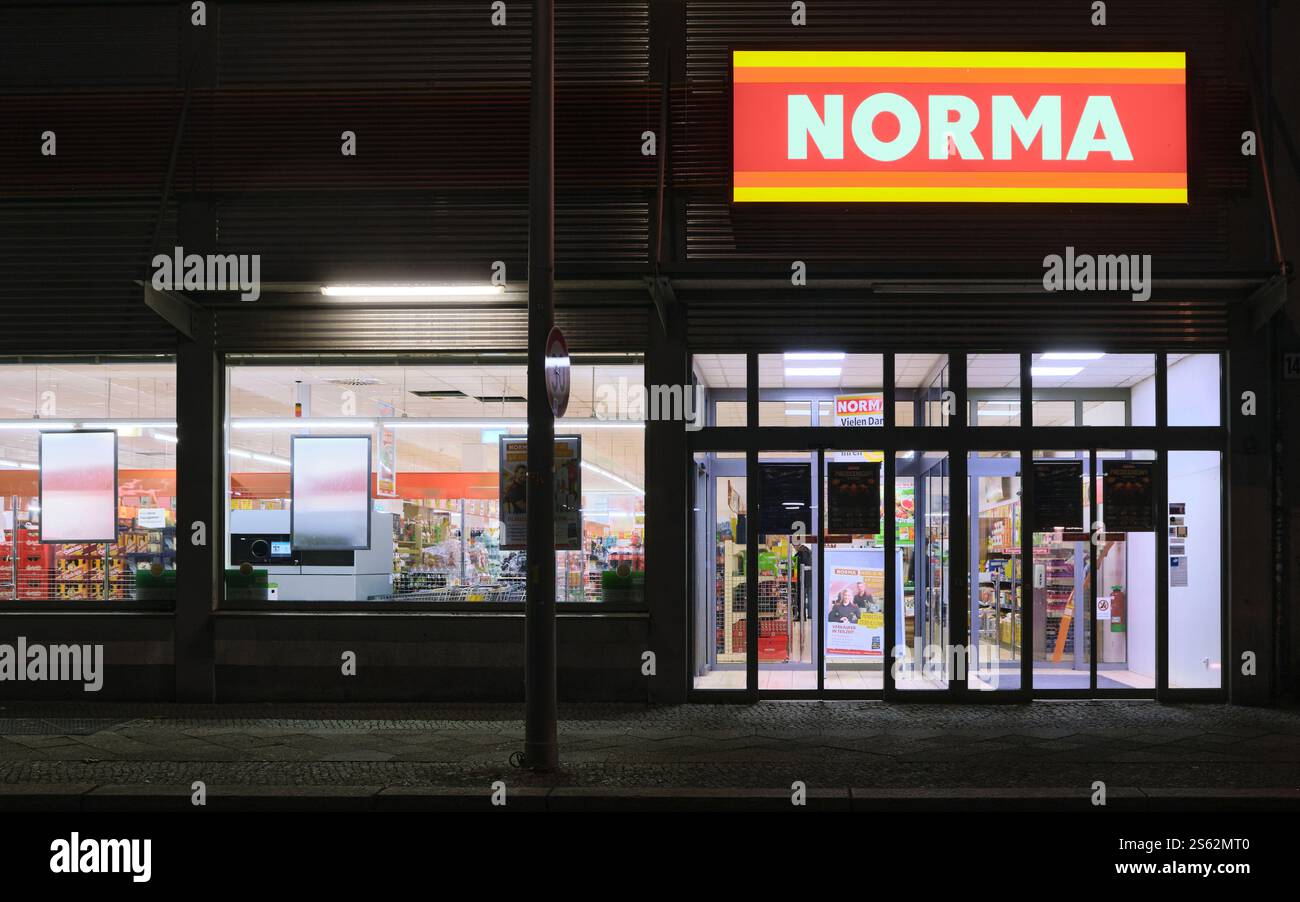 Berlin, Germany, January 4, 2025, Entrance area of the Norma store in ...