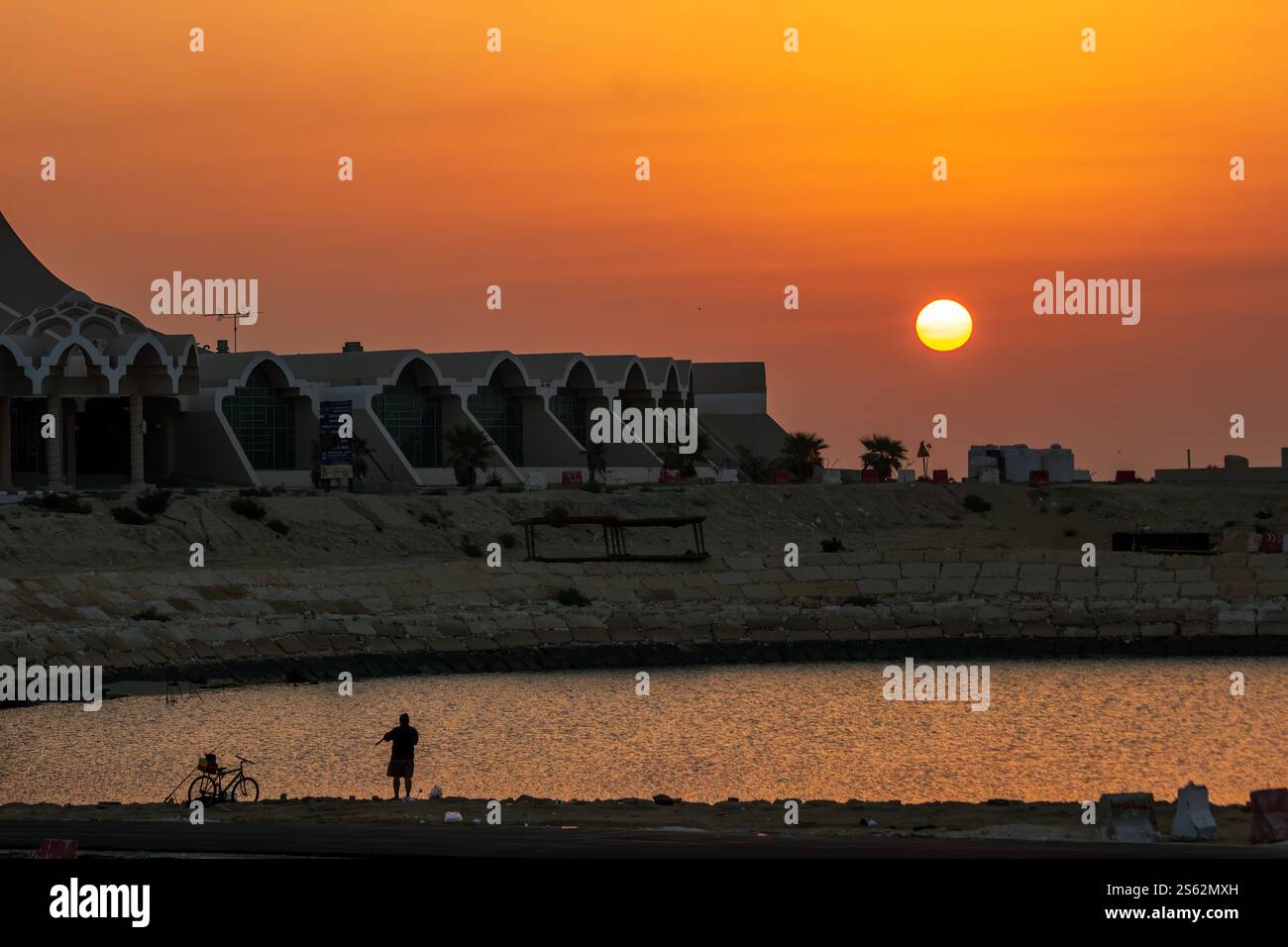 Silhouette view of Al Khobar Corniche sunrise . City Khobar, Saudi ...