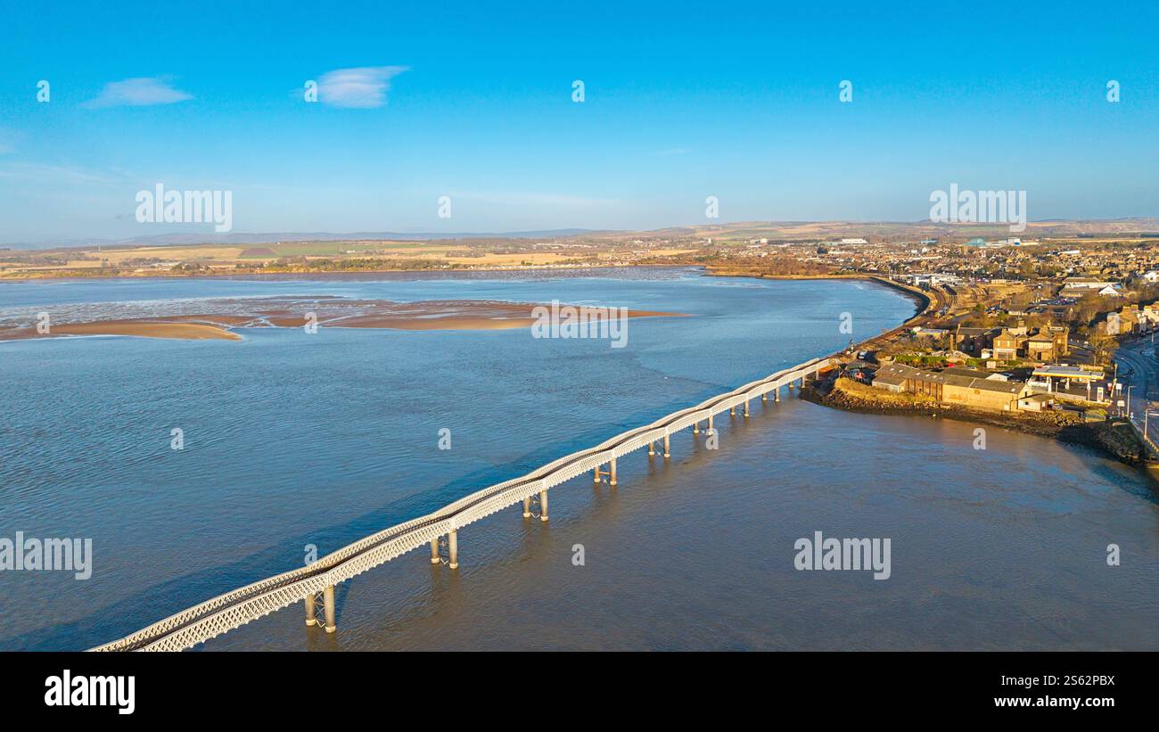 Montrose Angus Scotland the long South Esk railway viaduct leading to ...