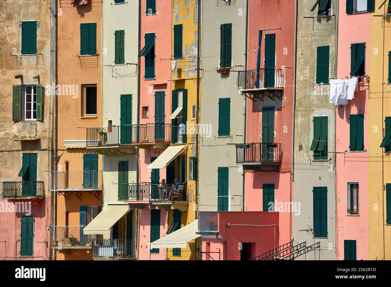 Colourful Facades of Mediterranean Coastal Buildings with Balcony ...