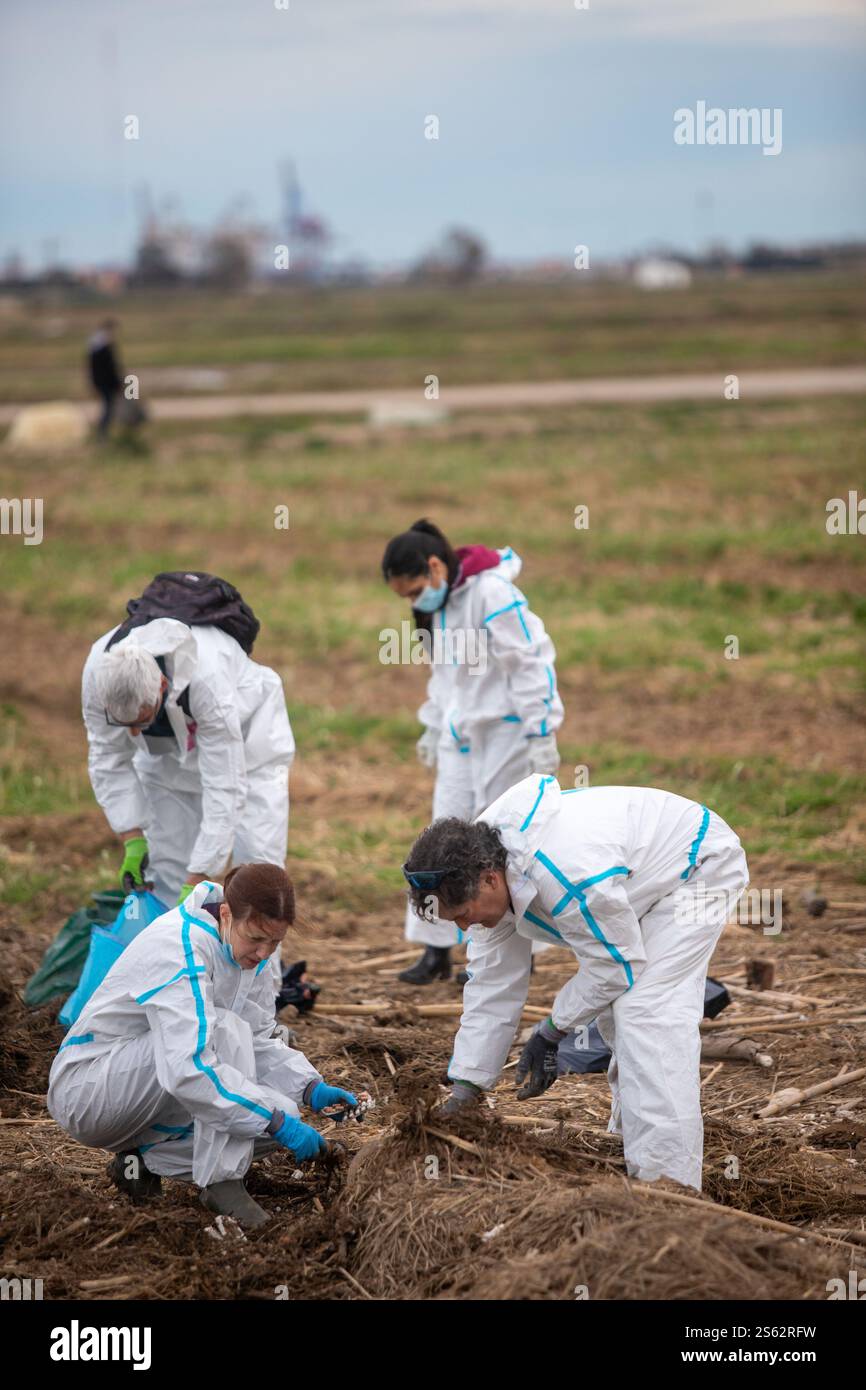 Volunteers clean fields of garbage, pellets, buildings, and chemical ...