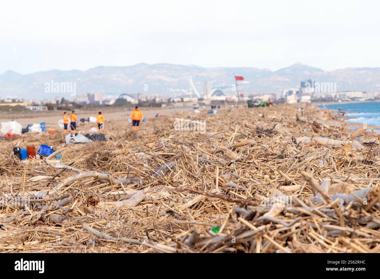 Workers are carrying out cleaning tasks on the beach Stock Photo - Alamy